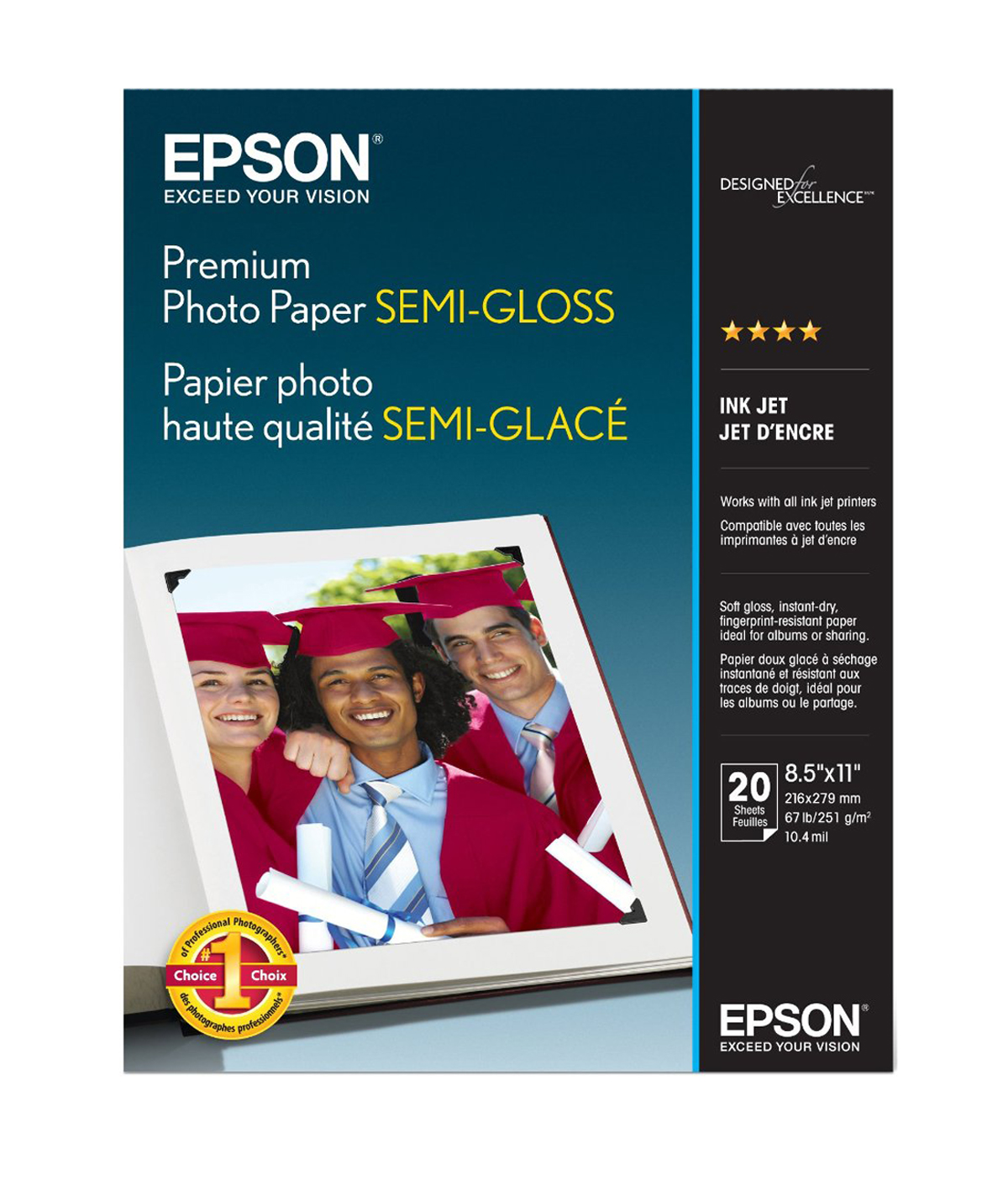 Epson | Premium Semigloss Photo Ink Jet Paper, 8.5 x 11in. - 20 sheets ...