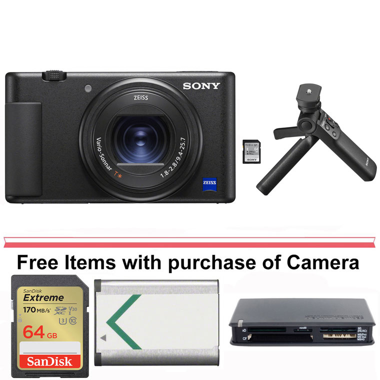 Sony ZV-1 Digital Camera (Black) with Sony Vloggers Accessory Kit (ACC-VC1)