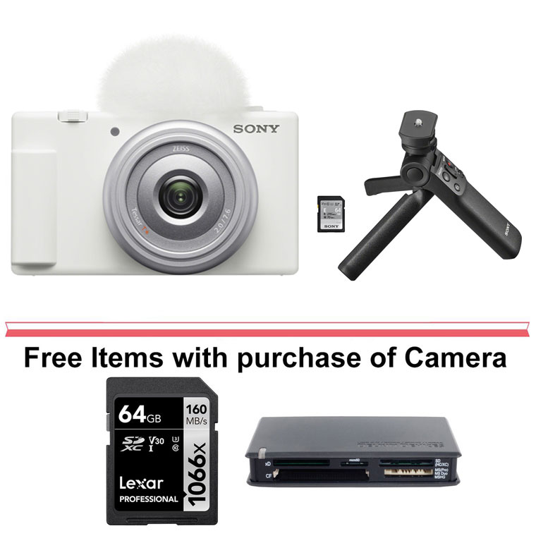 Sony ZV-1F Vlogging Camera (White) with Sony Vlogger's Accessory KIT ...