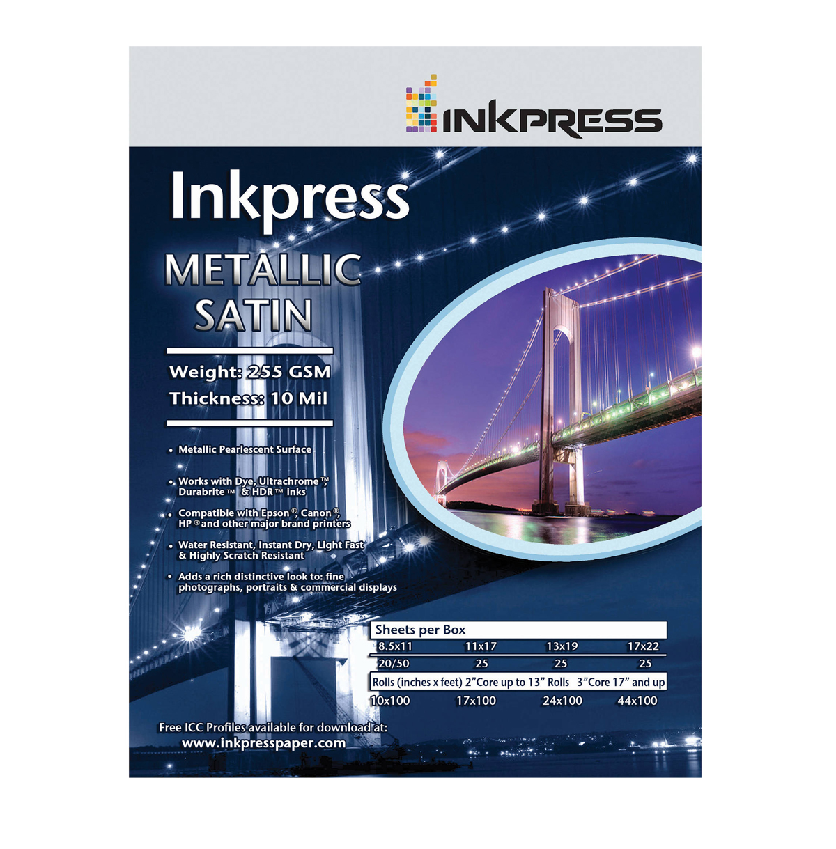 Inkpress | Metallic Satin Paper 8.5x11in. - 20 Sheets | MPS851120